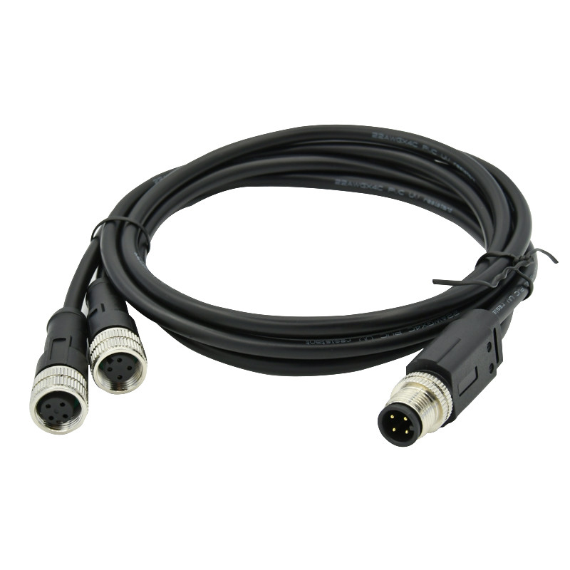 A Code 4 Pin M12 Y Splitter Molded Cable IP68 Waterproof M12 Connector