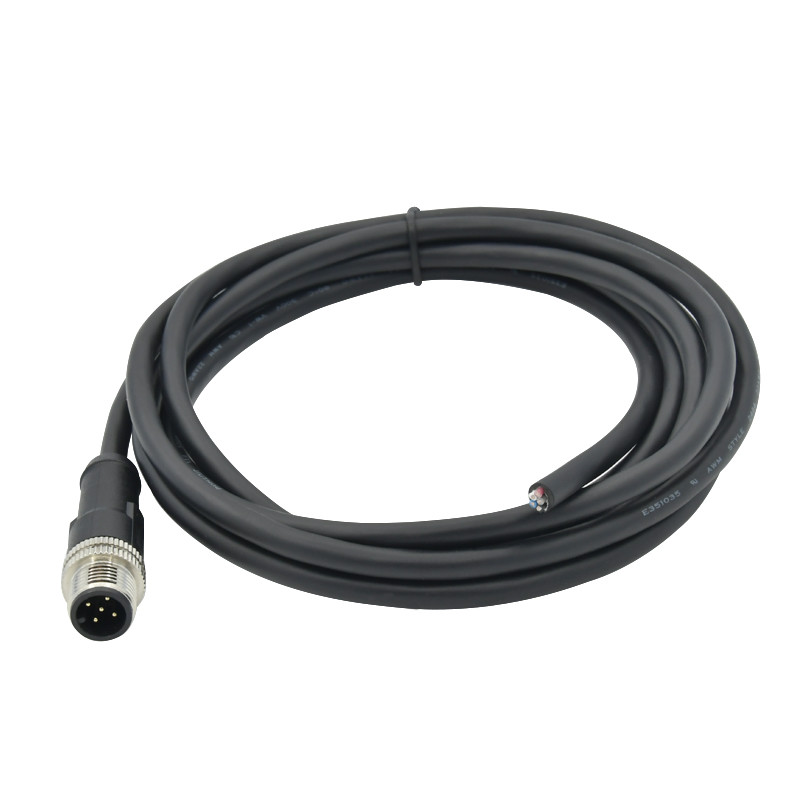Waterproof M12 3 Pin Connector Straight Plug Sensor Black Cable To Free ...