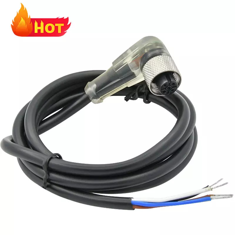 Rigoal 90 Degree M12 Waterproof Connector 4 Pin A Code LED Transparent ...