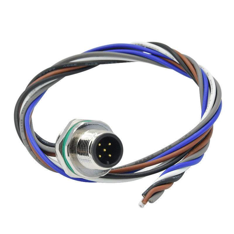 5 Pins M12 Sensor Connector A B D X Male Watertight Panel Mount Wire ...