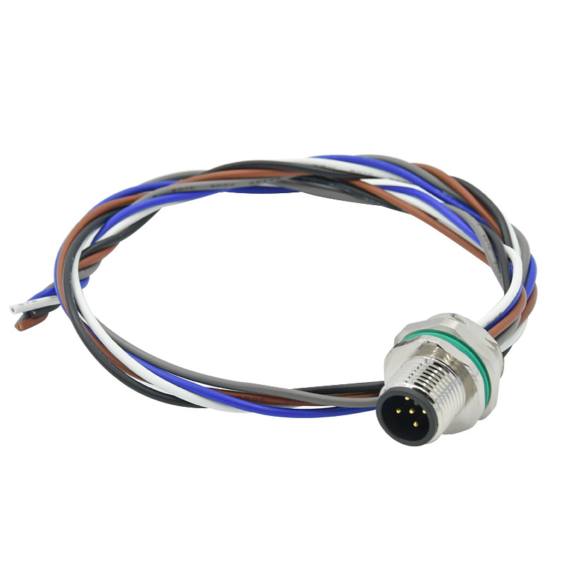 5 Pins M12 Sensor Connector A B D X Male Watertight Panel Mount Wire ...