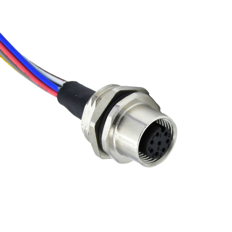 8 Positions M12 Waterproof Connector A Code Female Wall Panel Mounting ...