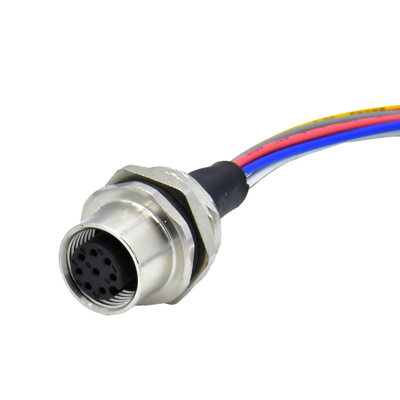 M12 A Coded 8 Pins Panel Mount Waterproof Connector Rear Lock Female ...