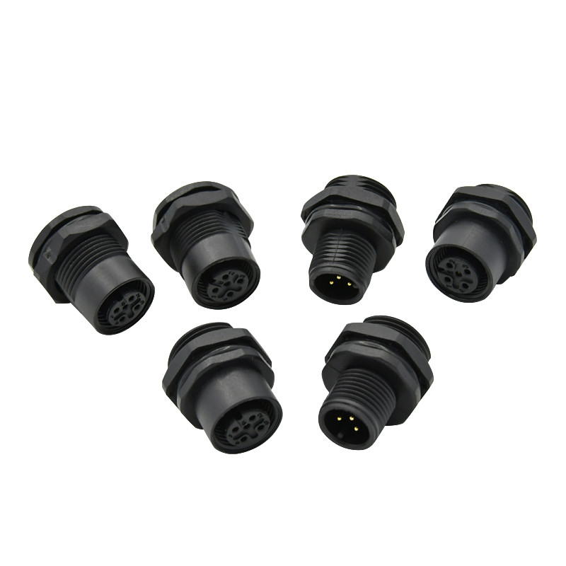 Circular 4 5 Pin Receptacle Male Female Socket Panel Mount M12 ...