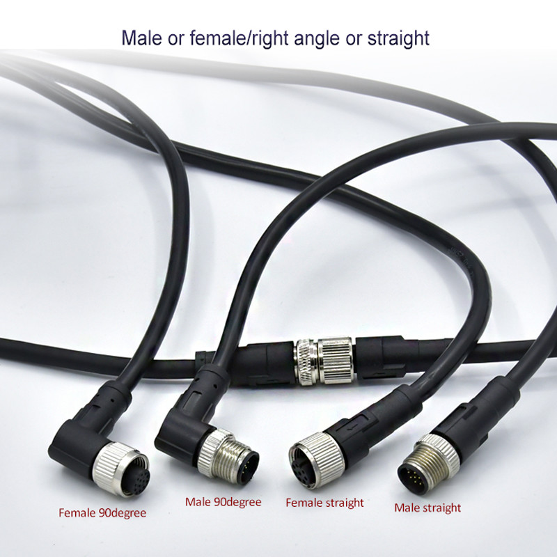 2 - 17 Pin M12 Waterproof Sensor Connector Male Female 1/2/5M PVC PUR ...