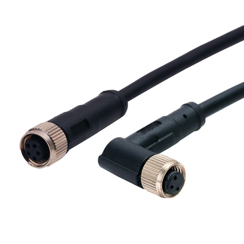 M8 3pins Female To Female Overmold Connector M8 R/A Molding Shielded ...