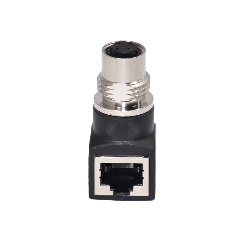 90 Degree 4Pins M12 To RJ45 Waterproof Connector / M12 A Coded Female ...