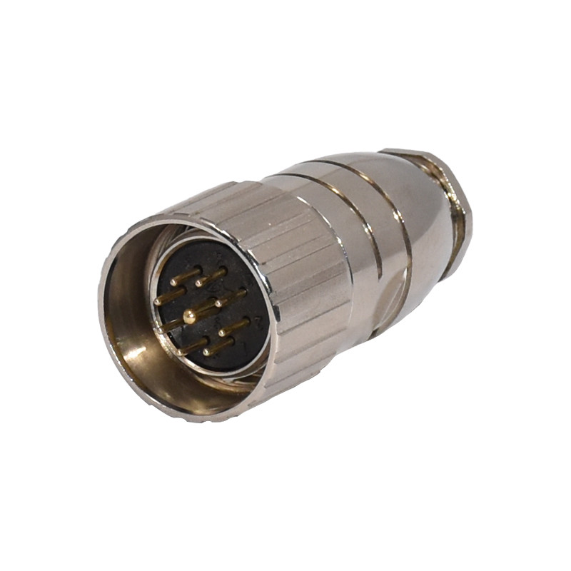 High Power M23 Connector 300V Male 9 Pin Circular Connector Metal Plug