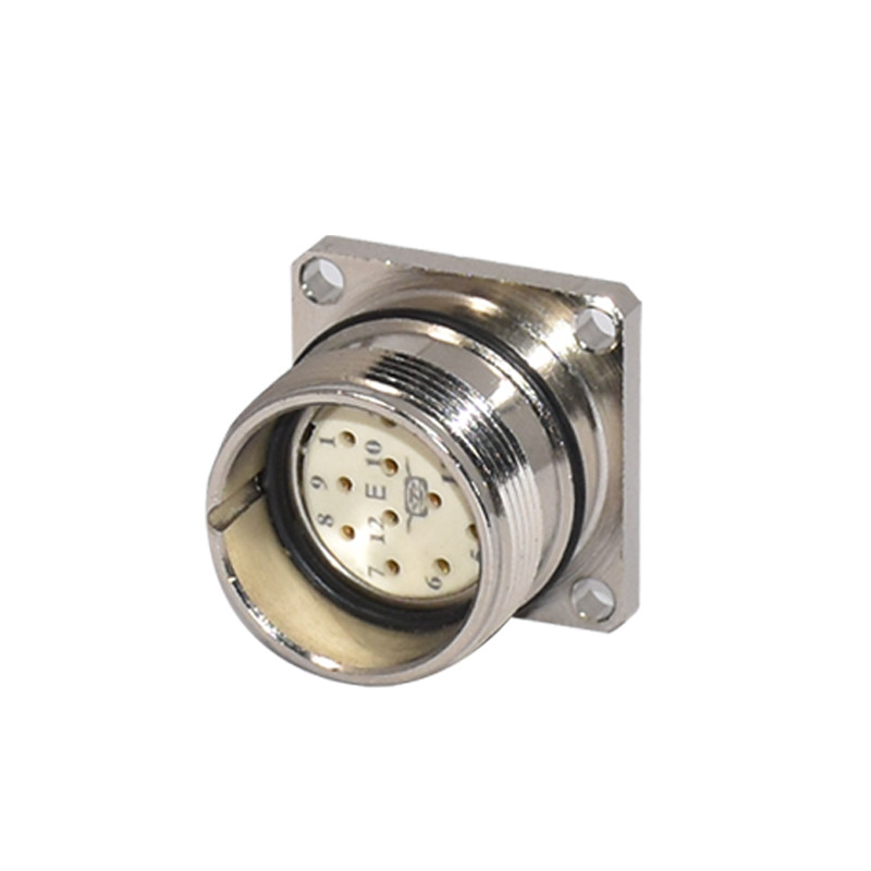 High Power M23 Connector Shielded Square Panel Mount 12pins Female Plug ...