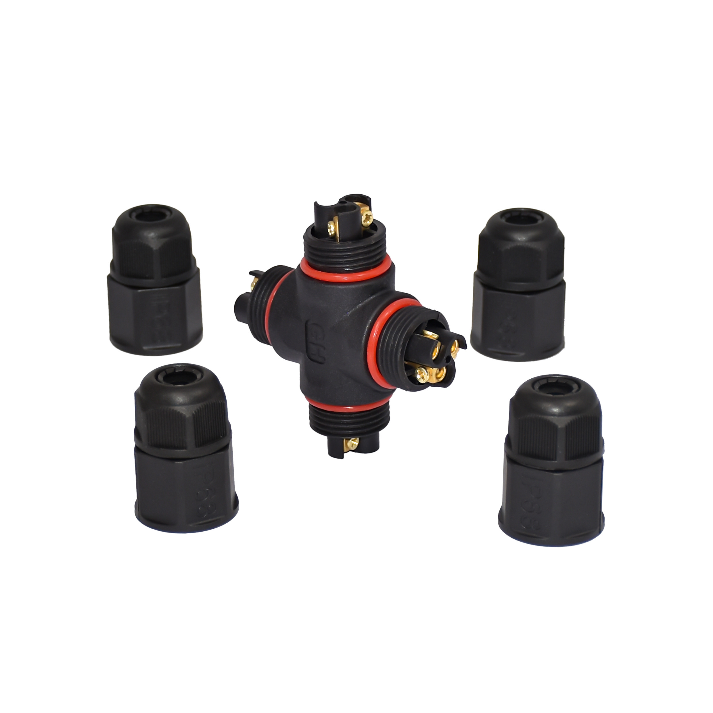 4 Way LED Waterproof Connector Straight Screw 3 Pin IP68 Waterproof ...