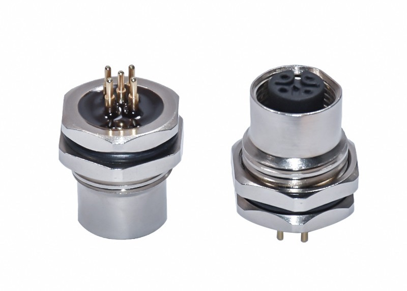 Electronics Housings 5 Pin Straight M12 Waterproof Screw Lock Wire PCB ...