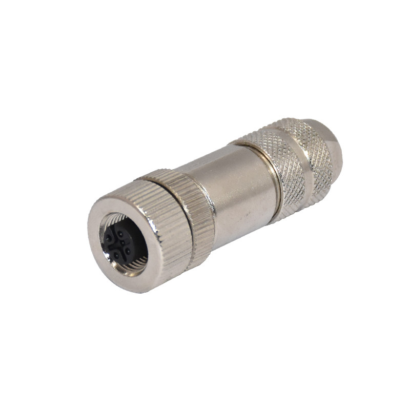 M12 Waterproof Metal Straight Connector Male Female Cylindrical Metal ...