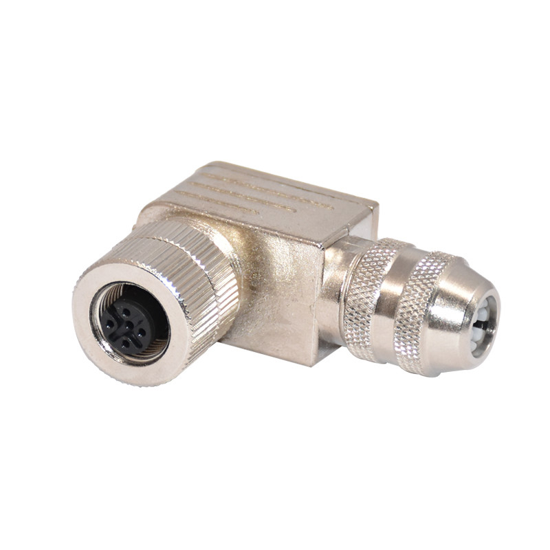 PA66 M12 Waterproof Connector IP67 IP68 Metal 4pin 5pin Elbow Plug ...