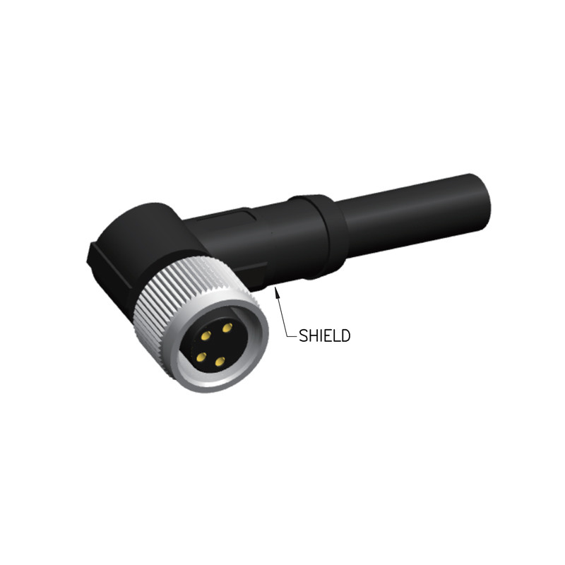Right Angle Molded Cable M8 Waterproof Connector 4 Pin Connector 90 Degrees