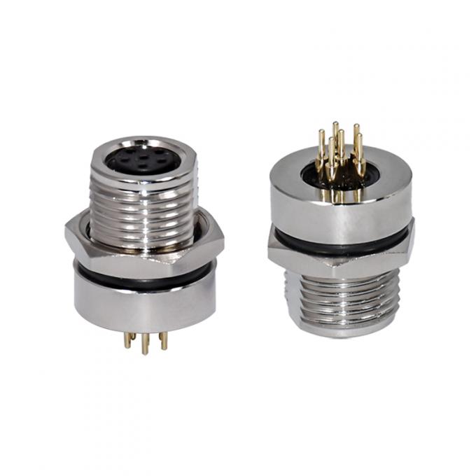 M8 Panel Mount PCB Connector M8 4 Pin Back Solar Front Panel Mount With ...