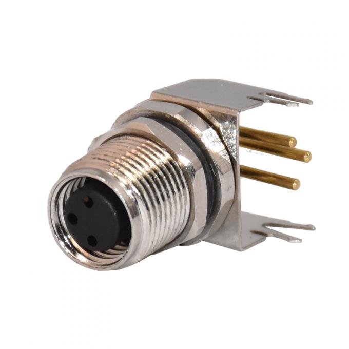Waterproof Electric M8 Right Angle Connector 3 Pin Male PCB Panel Rear ...