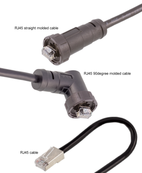 Straight / Right Angle IP67 RJ45 Connector CAT5E CAT6A Two Standard