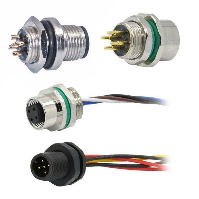 5 Pins M12 Sensor Connector A B D X Male Watertight Panel Mount Wire ...