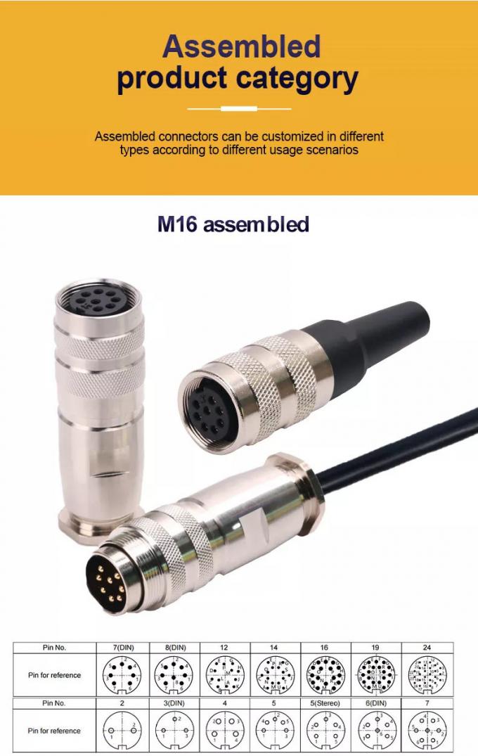 Field Wirable M16 Waterproof Connector Male Female 2 - 12 Poles M16 ...